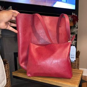 Time and Tru | Bags | Burgundy Time And Tru Purse Tote Bag With Pouch ...